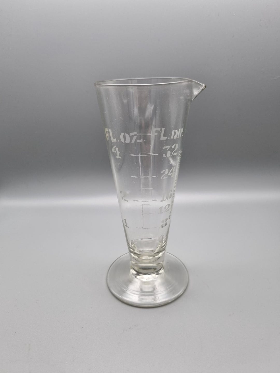 Vintage Apothecary Measuring Jug / Etched Glass Measure / 4 Fluid ...