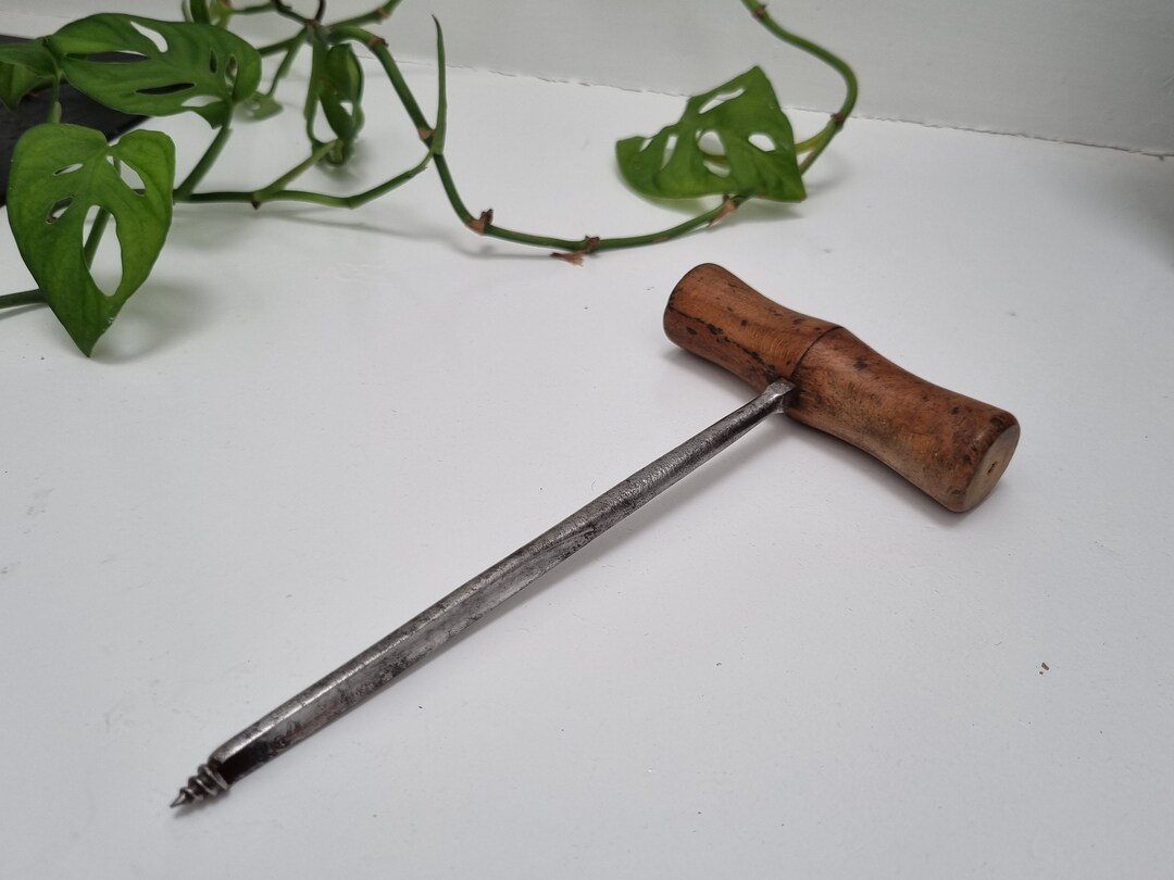 Large Vintage Gimlet With Wooden Handle / Hand Drill / Twist Drill ...