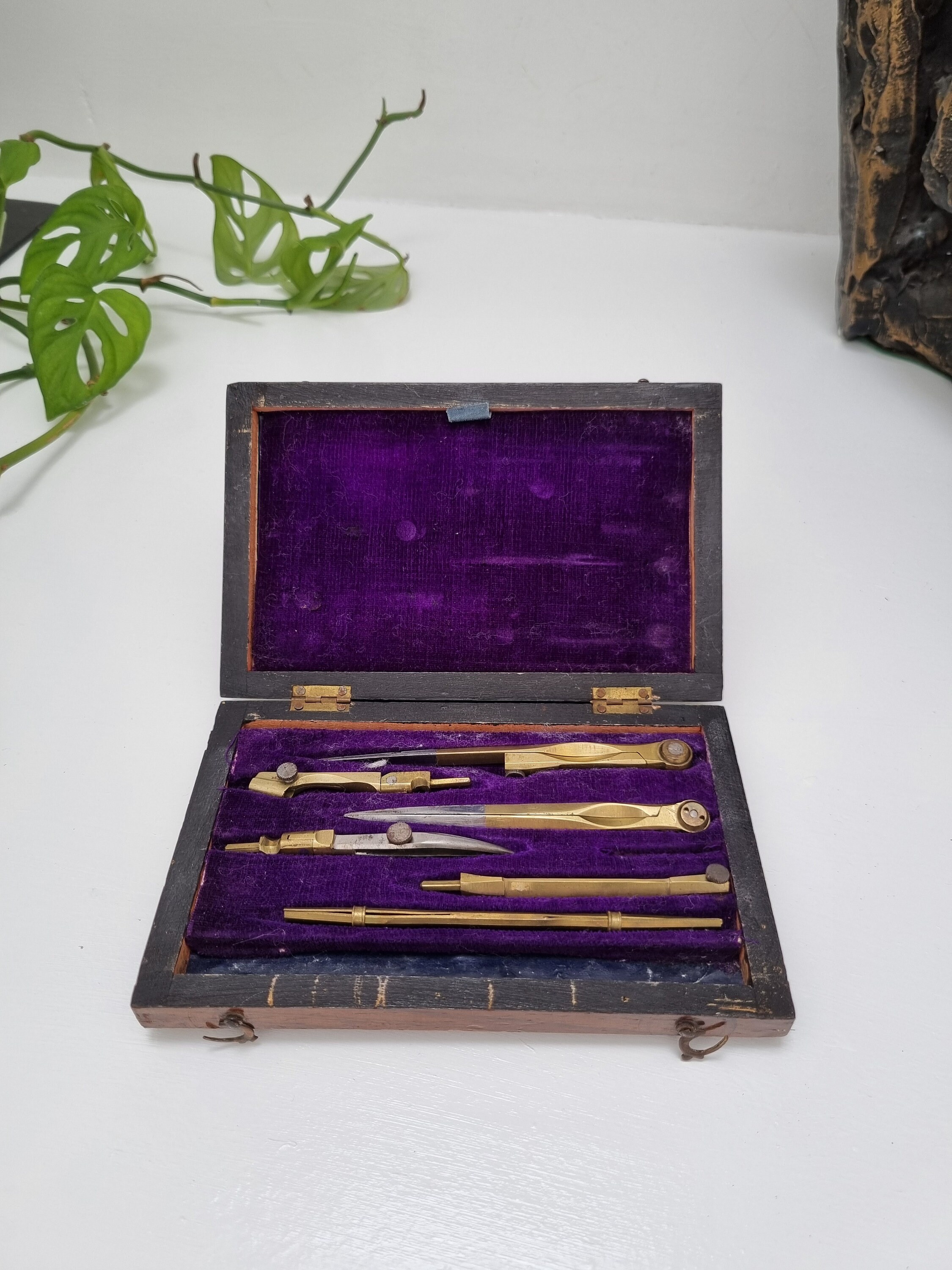 Vintage Technical Drawing Set / 6 Piece Brass in Wooden Box ...