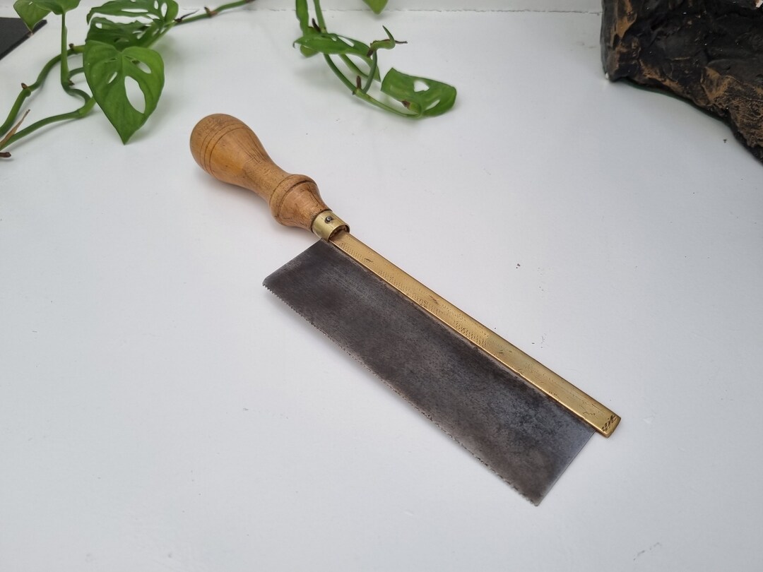 Vintage Back Saw / Hand Saw With Brass Fittings and Wooden Handle - Etsy