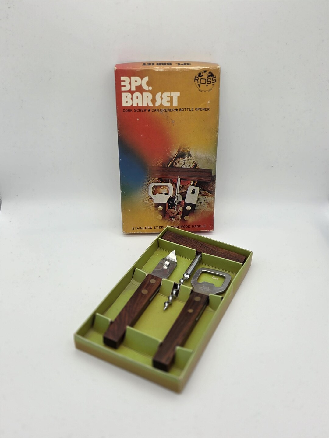 Vintage Ross 3pc Bar Tool Set – Rosewood & Stainless Steel, Japan - Etsy