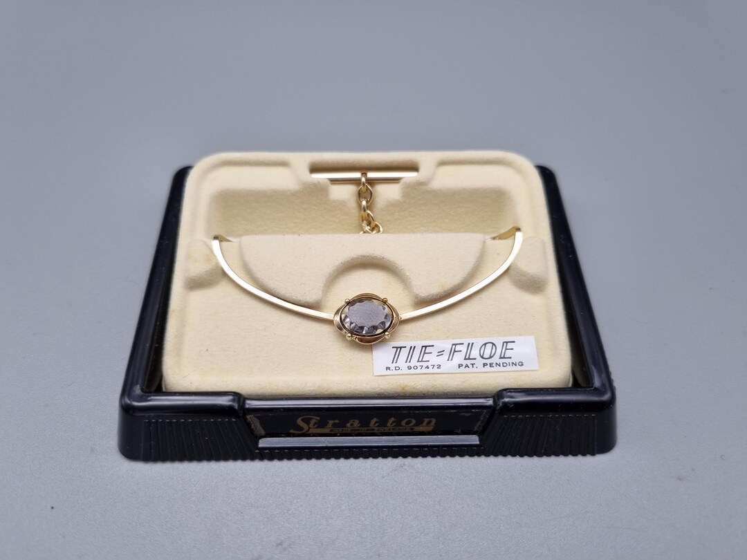 Vintage Stratton Gold Tone Tie Bar - 'tie Floe' Design - Boxed - Etsy