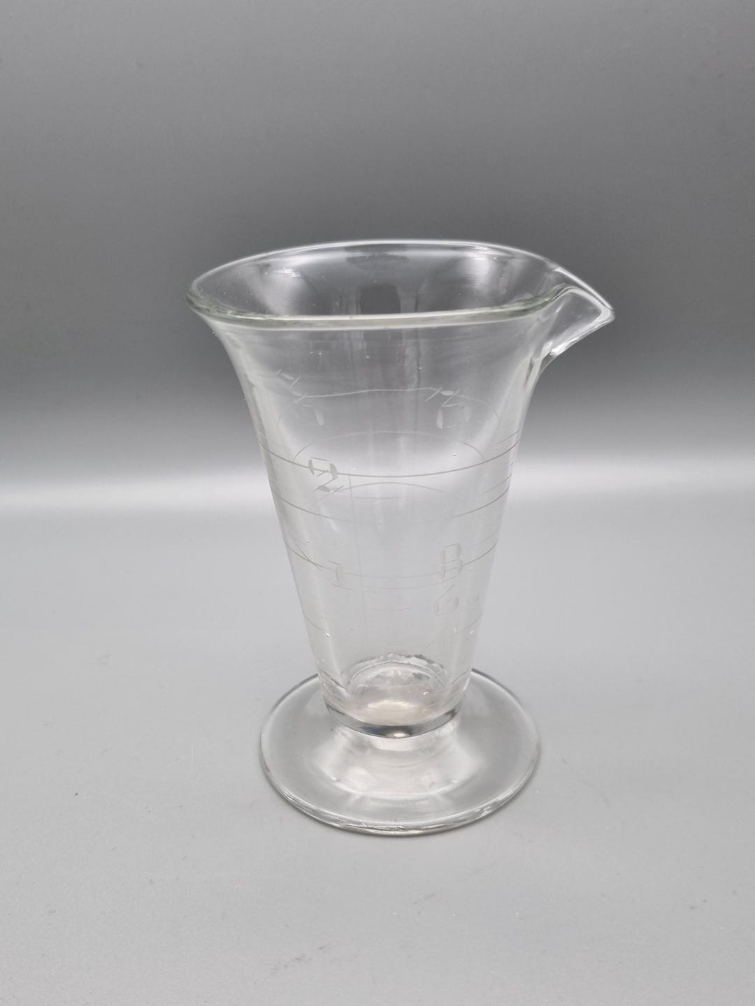 Vintage Apothecary Measuring Jug / Etched Glass Measure / 2 Fluid ...