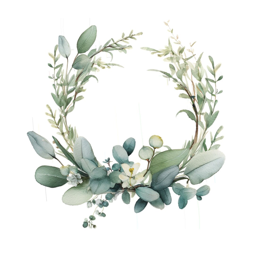 DIGITAL DOWNLOAD Watercolour Floral Eucalyptus Wreath Graphic Clip Art ... DIGITAL DOWNLOAD Watercolour Floral Eucalyptus Wreath Graphic Clip Art ...