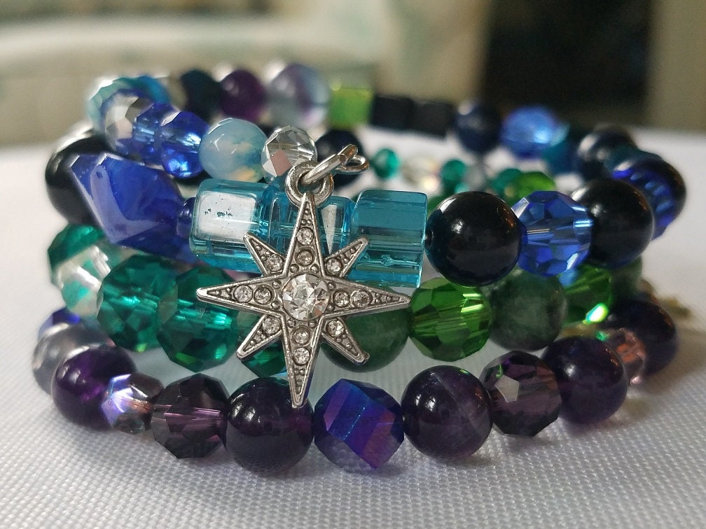 Aurora Borealis Bracelet; Semi Precious and Crystal Ladies Bracelet ...