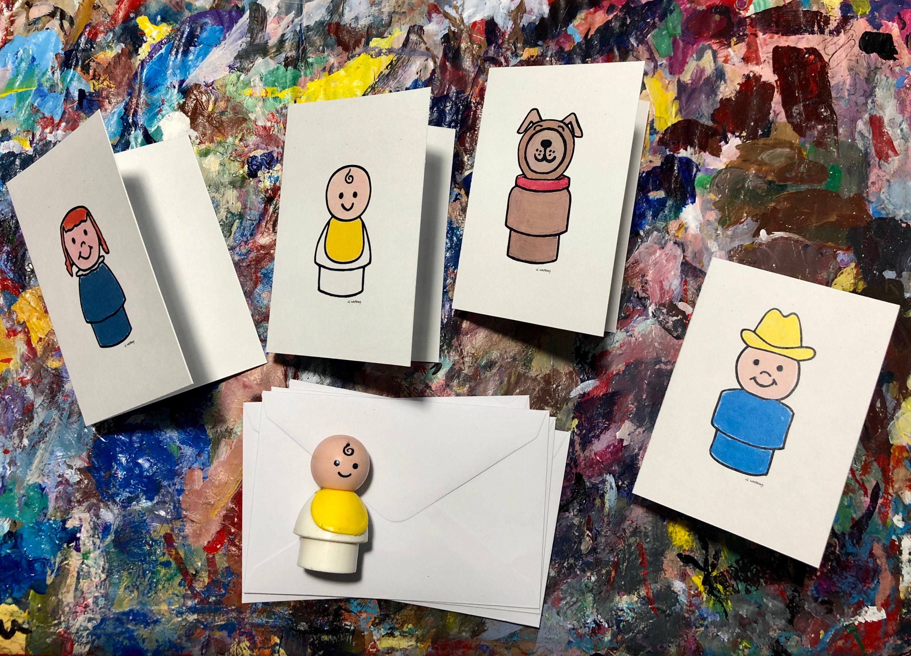 Tiny Cards With Fisher Price Little People Art - Etsy