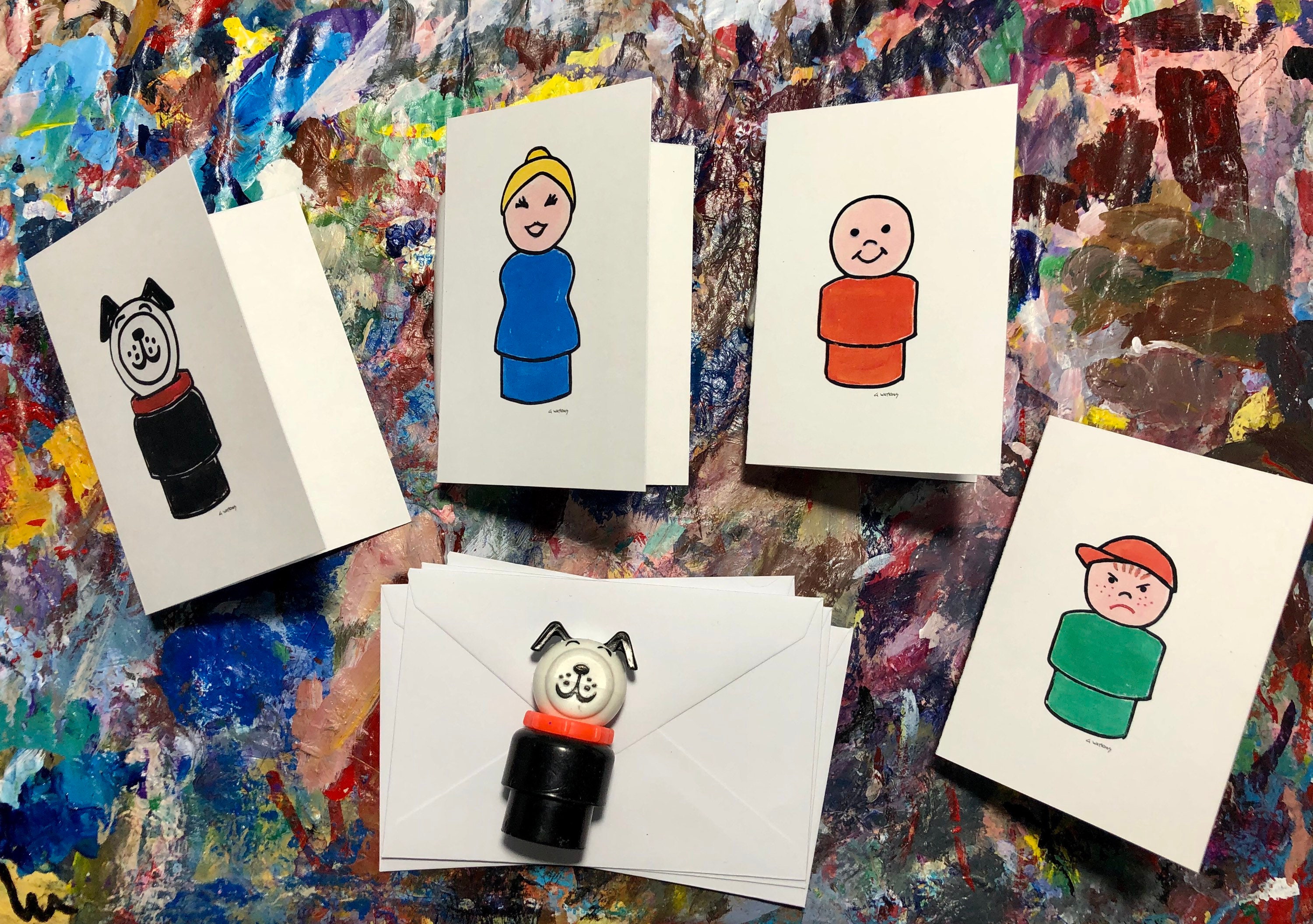 Tiny Cards With Fisher Price Little People Art - Etsy