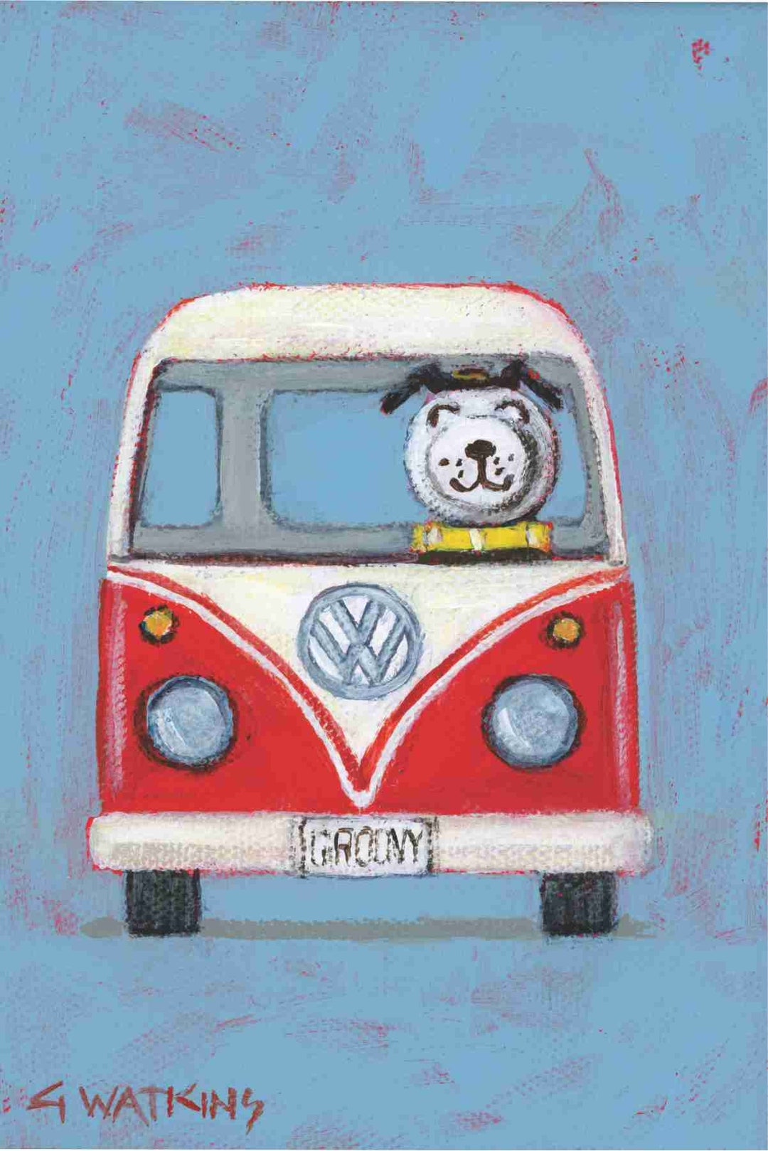 Groovy Dog! Matted Print of an Original Acrylic Painting by Greta ...