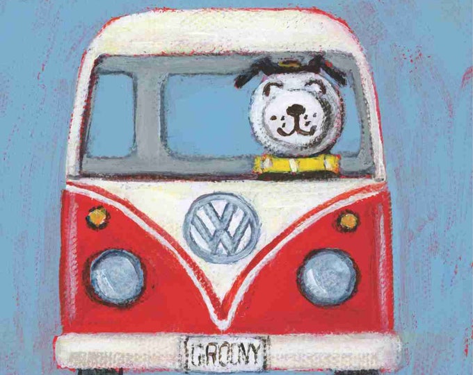 Groovy Dog! Matted Print of an Original Acrylic Painting by Greta ...