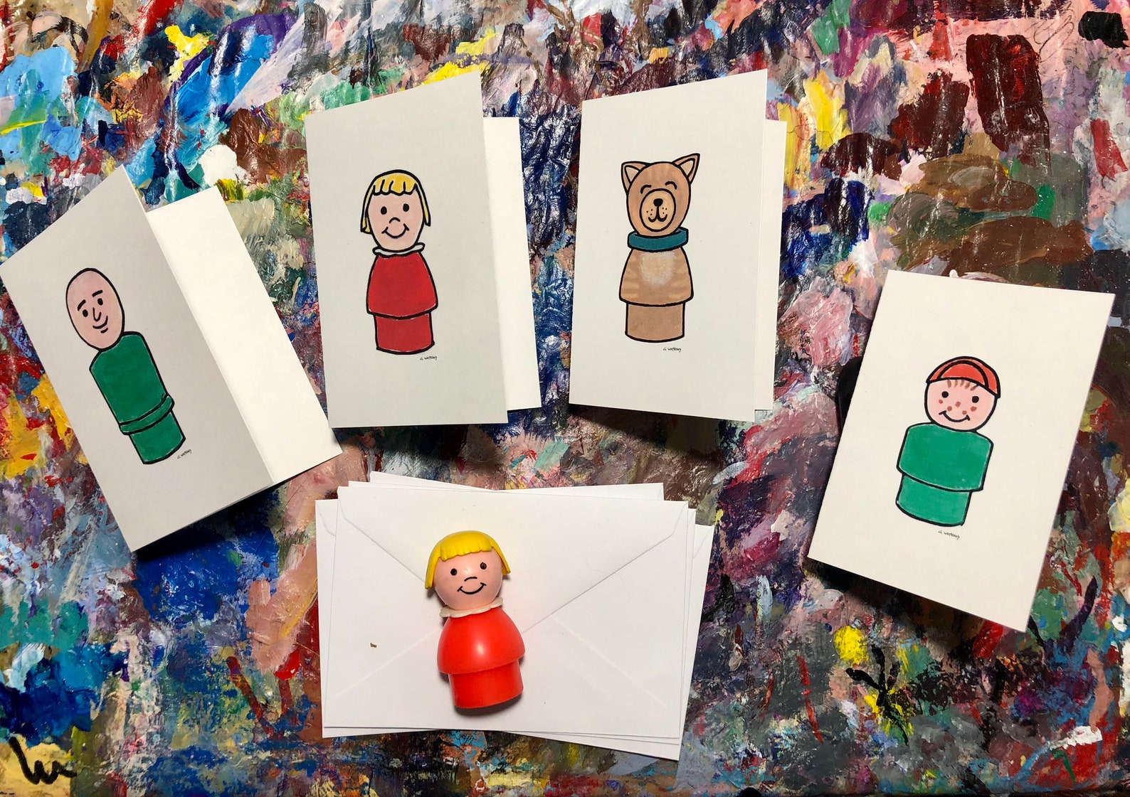 Tiny Cards With Fisher Price Little People Art - Etsy
