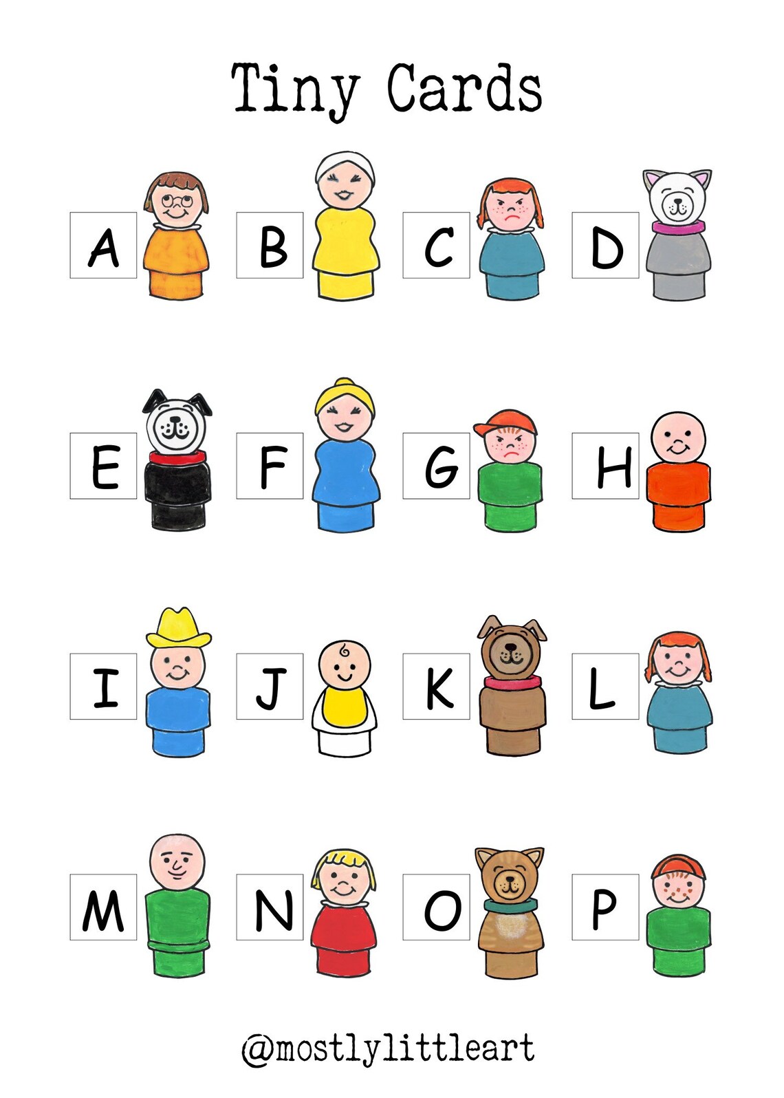 Tiny Cards With Fisher Price Little People Art - Etsy