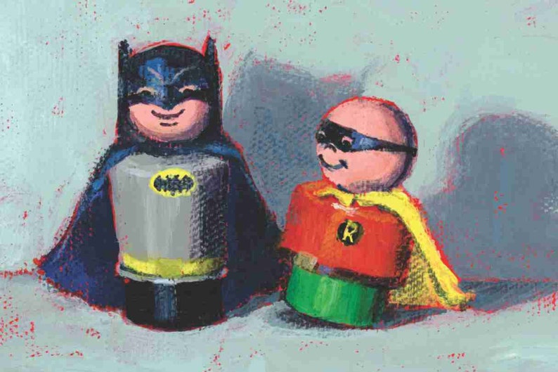 Batman and Robin Matted Print of an Original Acrylic Painting | Etsy