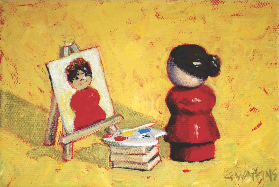 Frida Kahlo Self Portrait! Matted Print of an Original Acrylic Painting ...