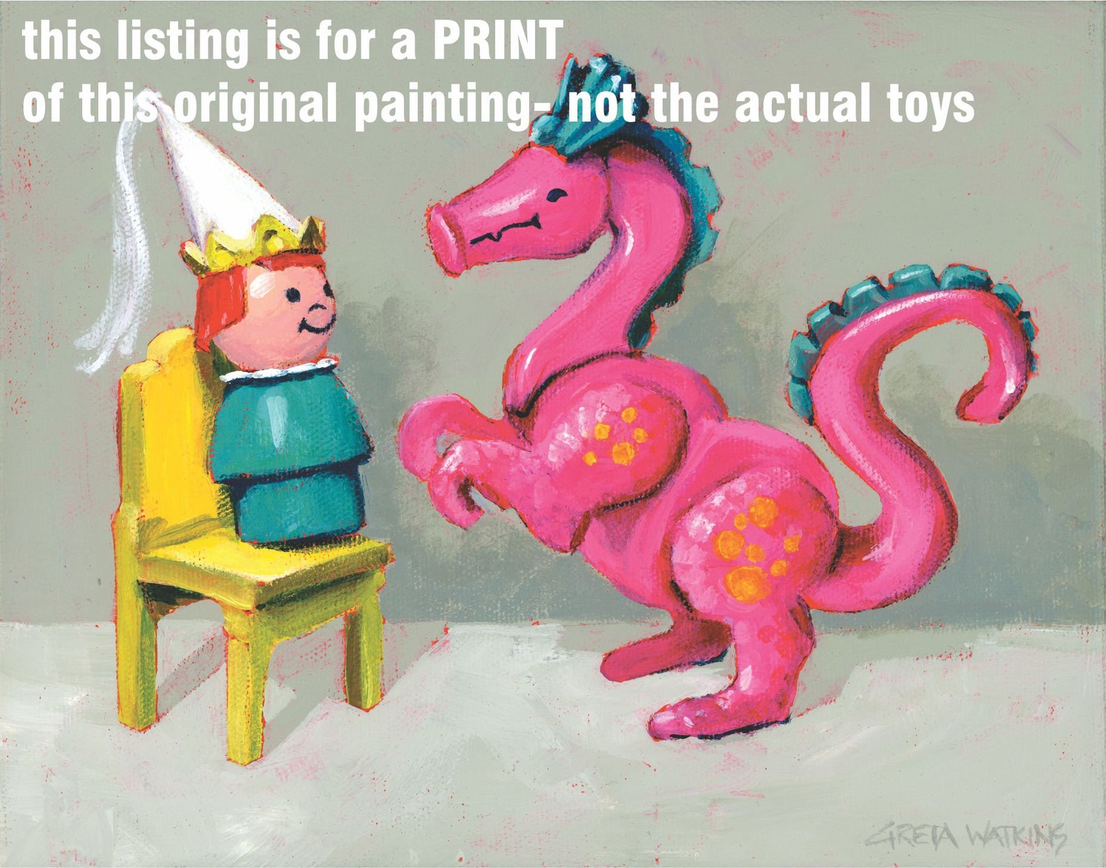Princess and Her Friendly Dragon a Matted Print of an - Etsy