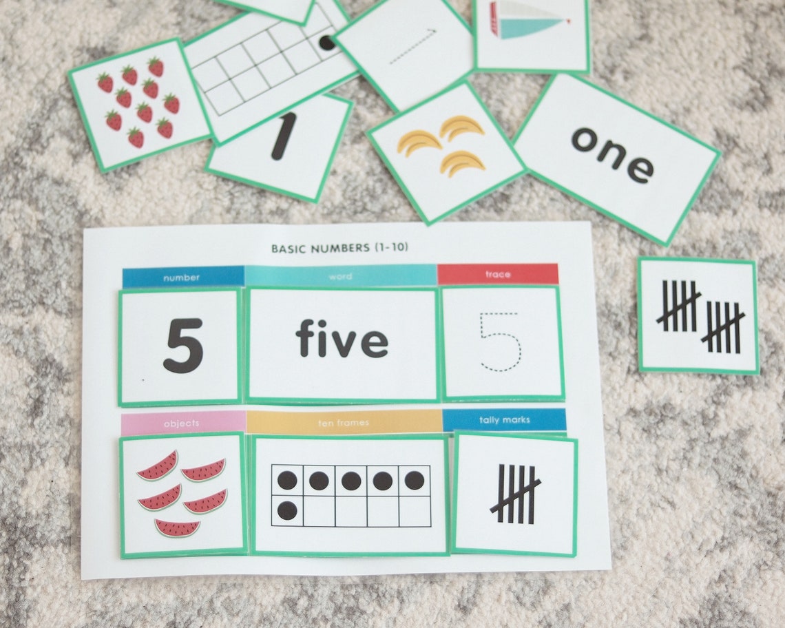 Number Match Number 1-10 Preschool Math Toddler Number | Etsy