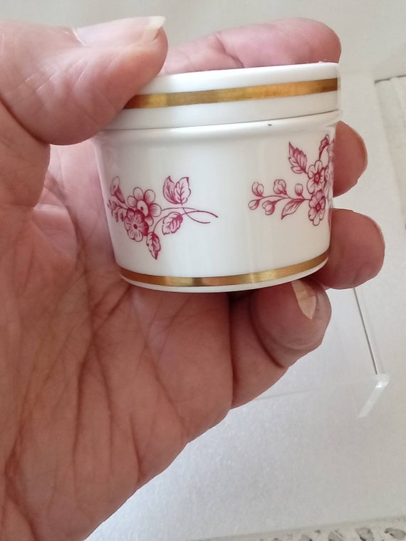 SPODE Pink cottage Fine English Bone China Trinket Pot - Gem