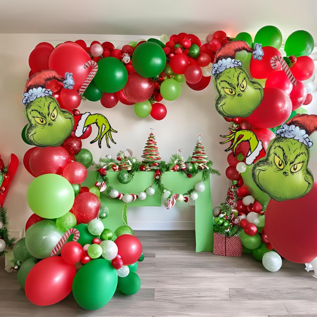 Grinch Christmas Balloon Garland: Red, Green, and Lime Party Decor - Etsy
