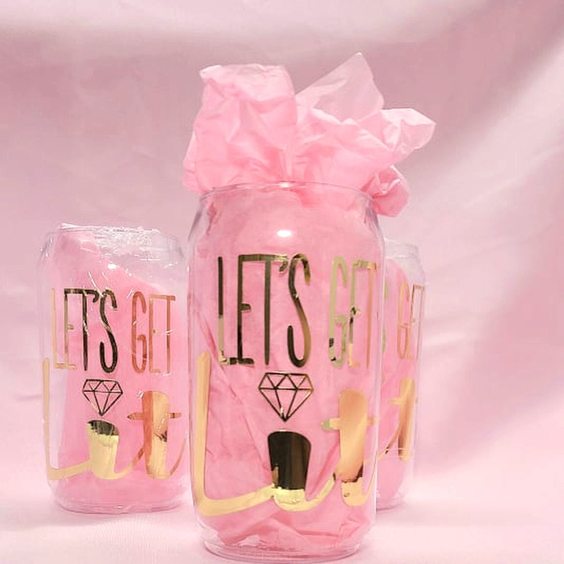 Personalized Bachelorette Cups Let's Get Lit Cup Clear Beer Can ...