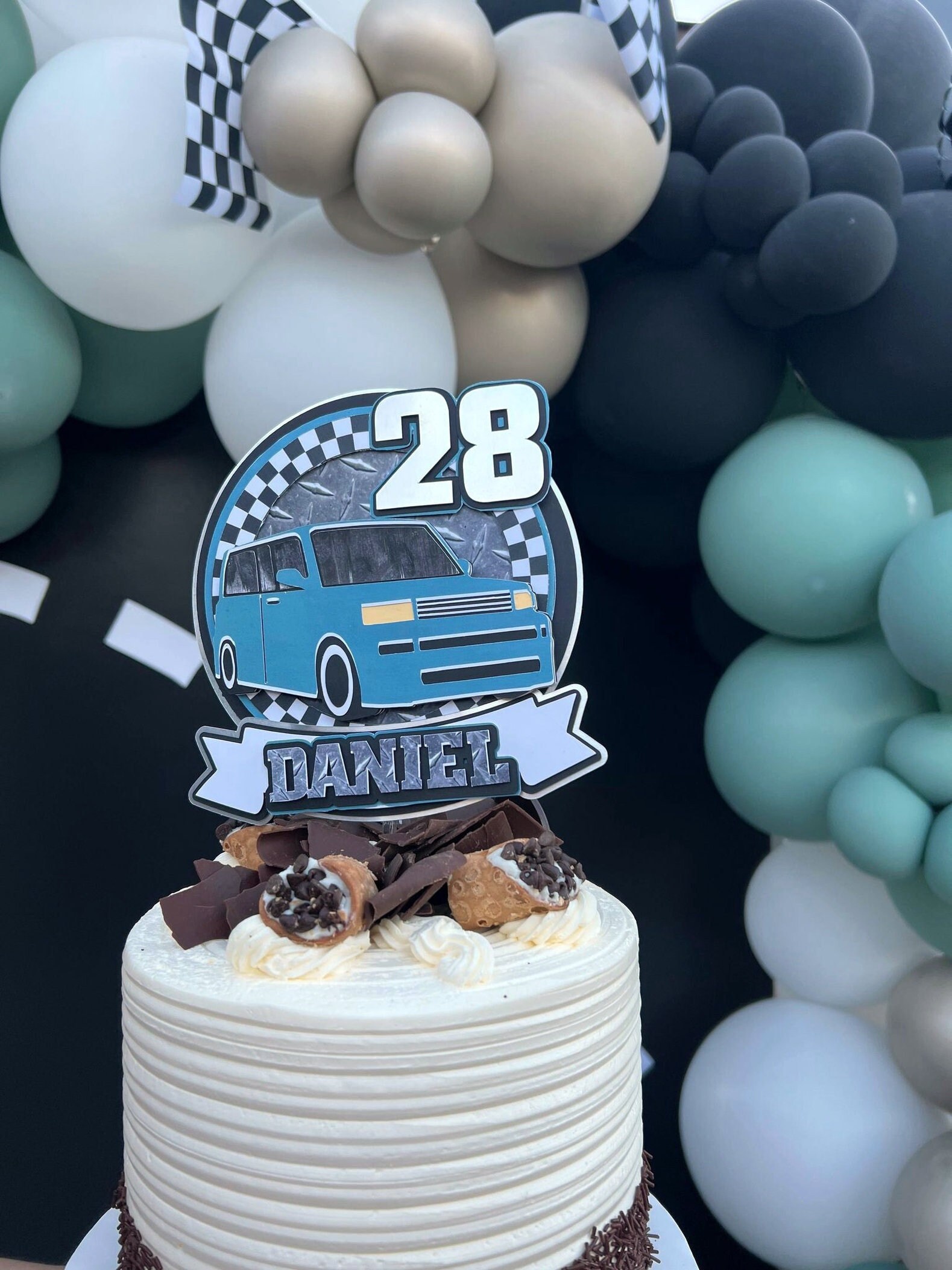 Custom Car Cake Topper With Name and Age Racecar Guy Topper Man Party ...