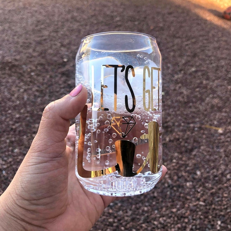 Personalized Bachelorette Cups Let's Get Lit Cup Clear Beer Can ...