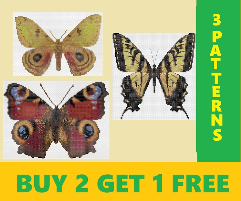 Save 33%! Butterflies and Moths Series One - 3 Counted Cross Stitch ...