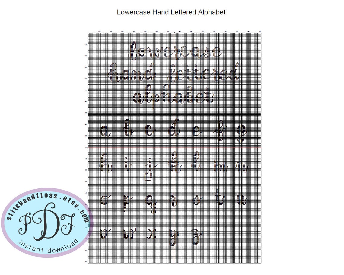 Lowercase Hand Lettered Alphabet (a to Z) - Counted Cross Stitch Font ...