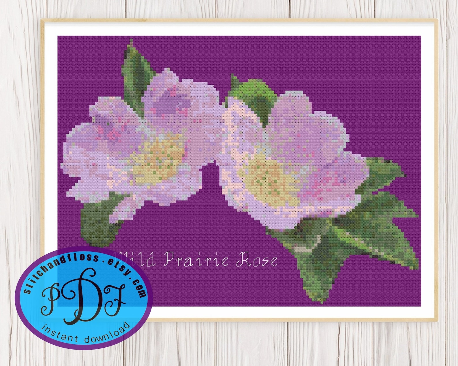 Wild Prairie Rose - Realistic Watercolor Floral Flower - Counted Cross ...