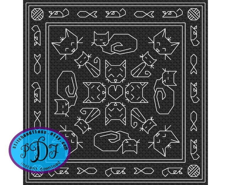 Kaliedo-cats Blackwork Pattern - Small Geometric Symmetrical Counted ...