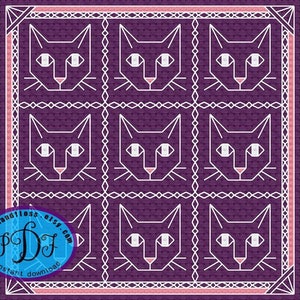 My 9 Cats - Mini Blackwork Pattern - Geometric Counted Cross Stitch ...