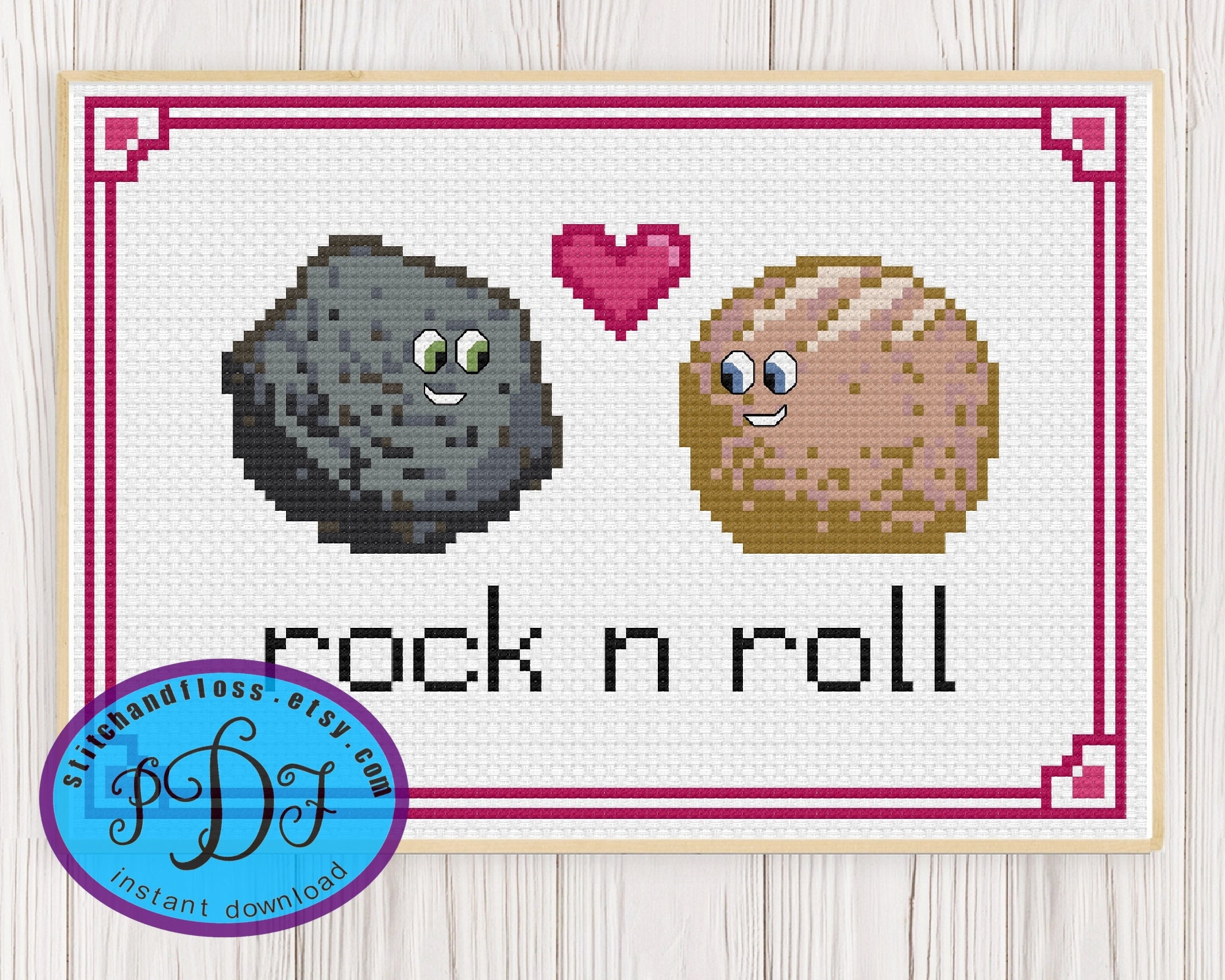 Rock N Roll, Literally! - Cute Counted Cross Stitch Instant Pattern ...