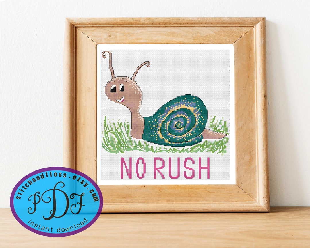 No Rush! Cute Cartoon Snail Counted Cross Stitch Chart - Instant PDF ...