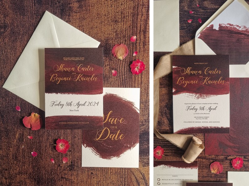Marsala Wine Wedding Invitations | Stationery Suite | Save the Dates ...