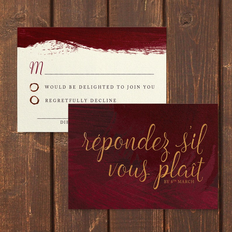 Marsala Wine Wedding Invitations Stationery Set Burgundy | Etsy