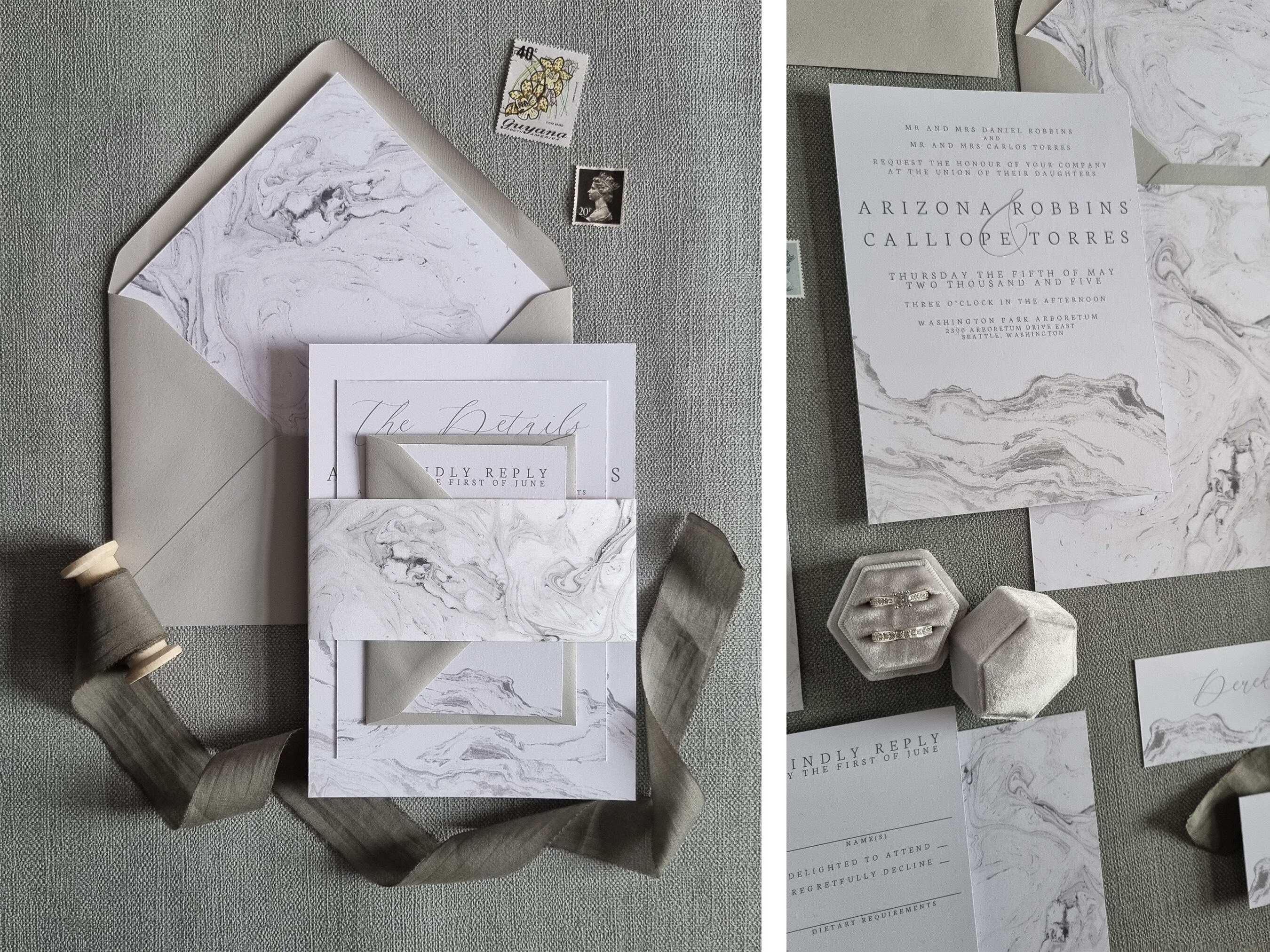 Marble Elegance Wedding Invitations Stationery Suite Save - Etsy