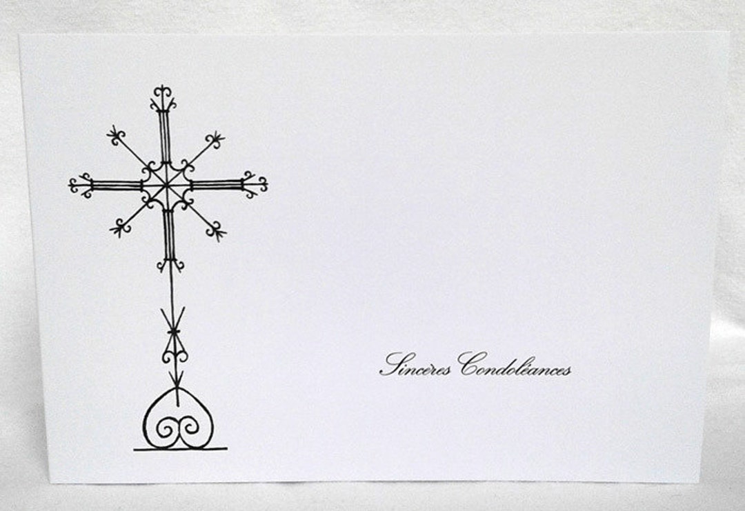 Hand-drawn condolence Cross Postcard Also Available in English - Etsy