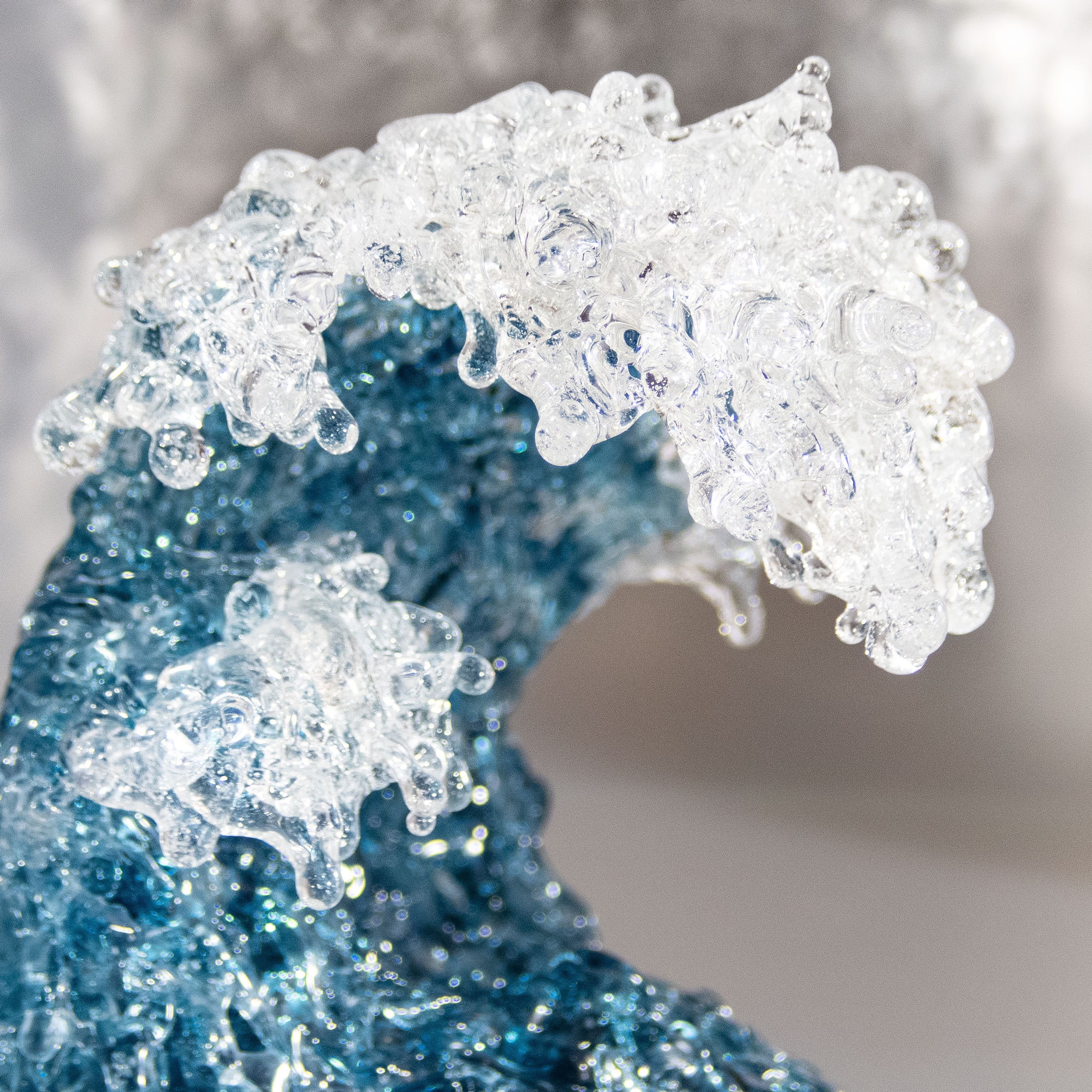 Blue Ocean Wave Glass Art Sculpture For Home Decor Surfer Etsy