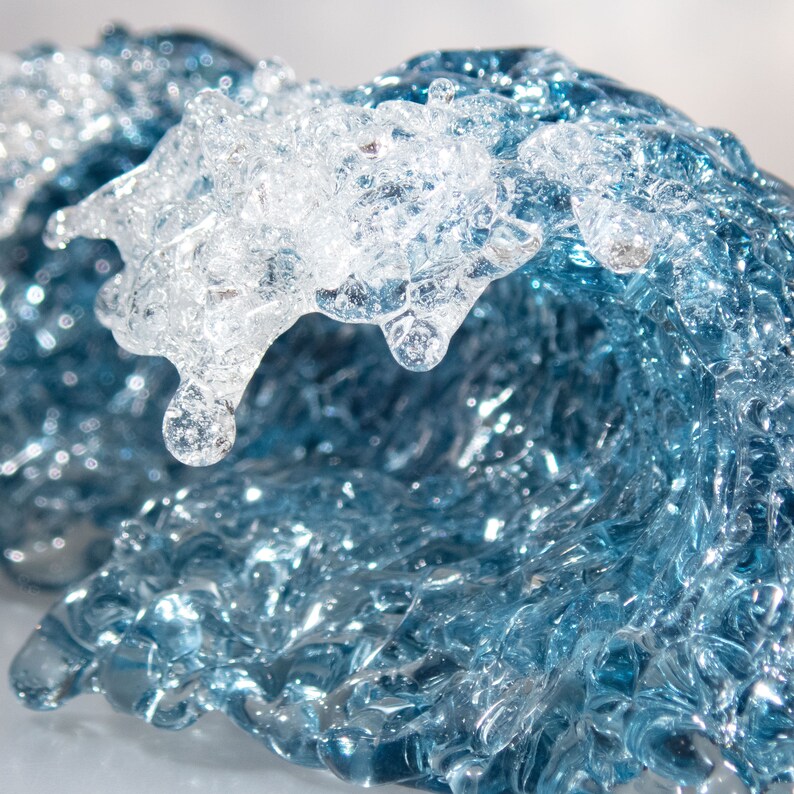 Blue Ocean Wave Glass Art Sculpture For Home Office Decor Etsy