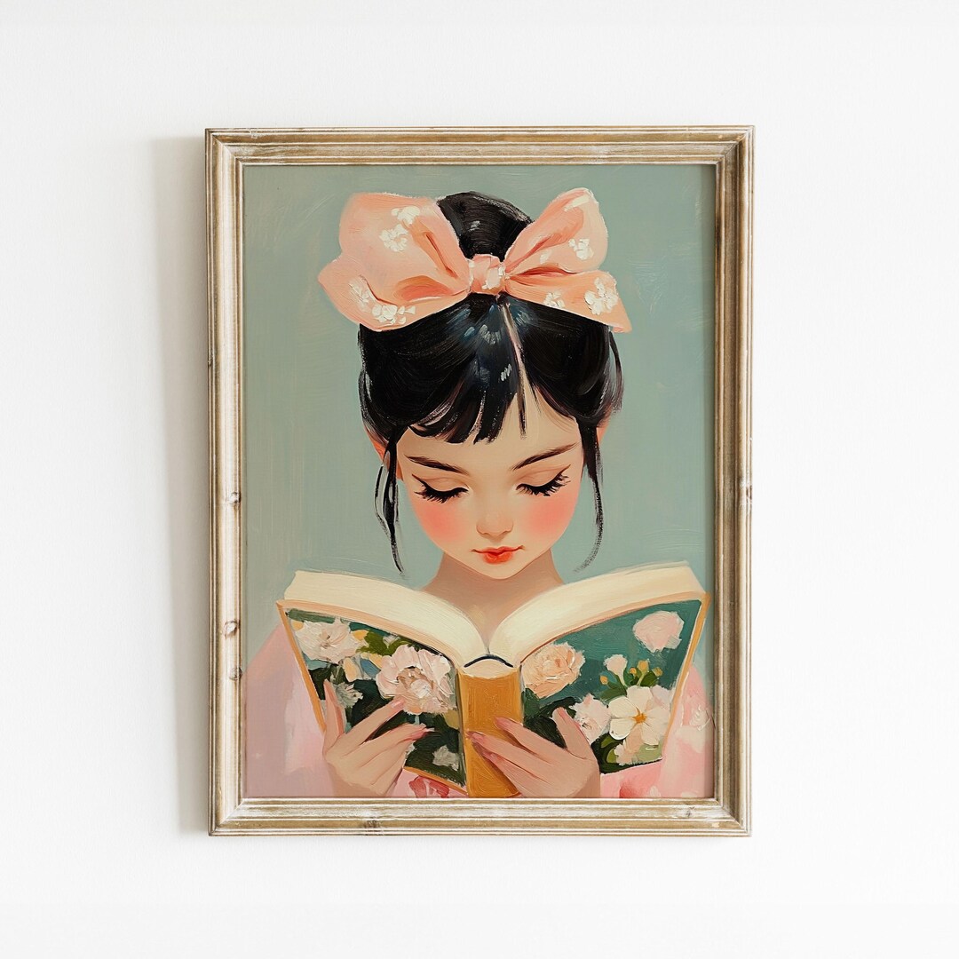 Portrait 021: Vintage Reading Portrait Printable. Vintage Book. Reading ...