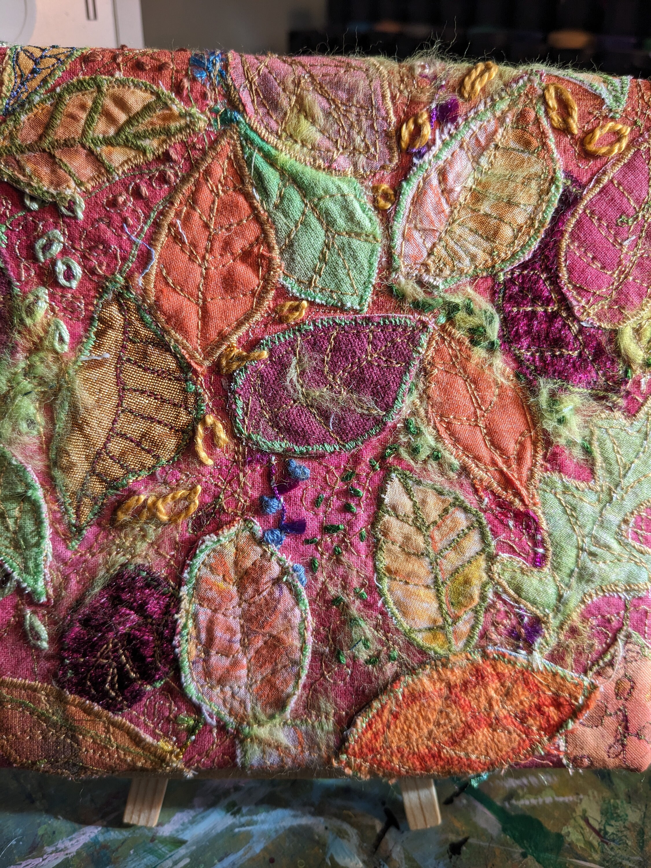 Embroidered 'leaves'' Easel Picture Picture on - Etsy