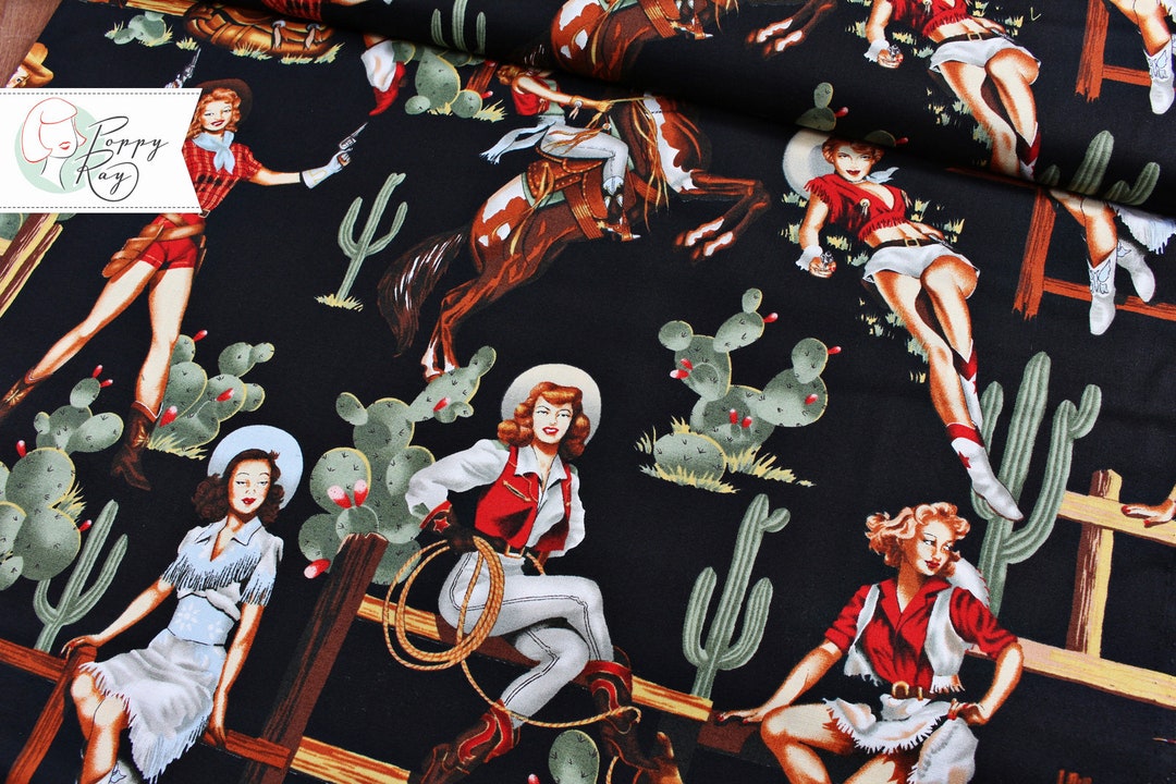 Alexander Henry Fabric Pin up Cowgirl Western Retro Vintage - Etsy