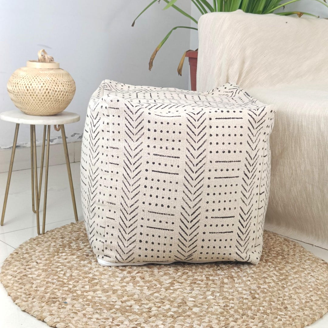 Mudcloth Square Pouf Cover Bean Bag Chair African Style Pouf Cover ...