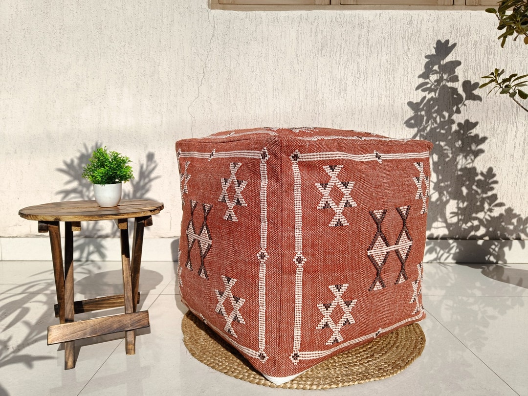Authentic Rustic Color Pouf Cover Footrest Sabra Pouffe Cover bed Room ...