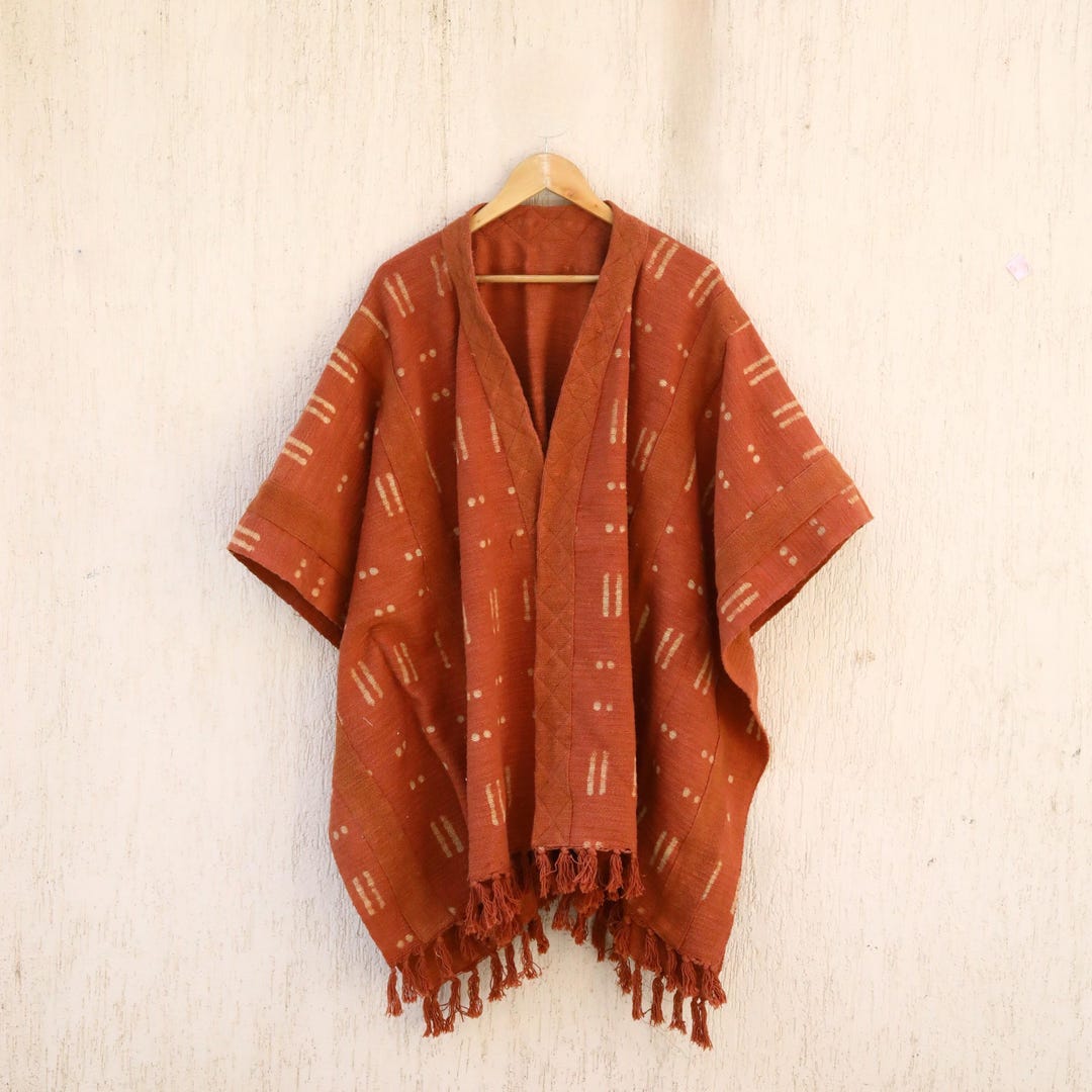Mudcloth Rust Block Print Shrug Cotton Handloomed Shrug Jacket 3/4 ...