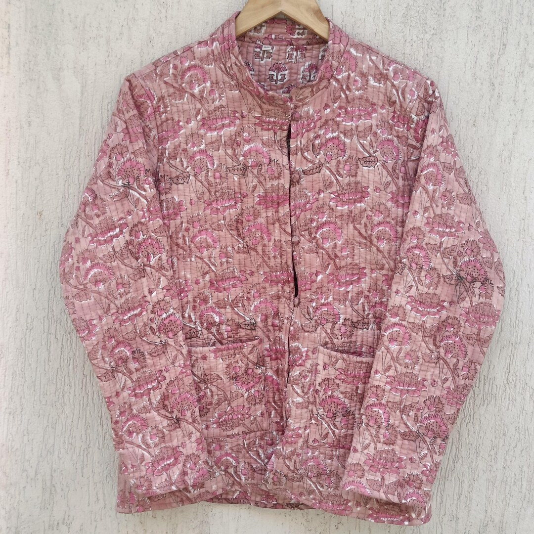 Reversible Quilted Jacket Made From an Antique Hand Stitched Floral ...