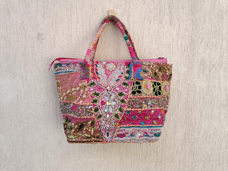 Beautiful Beaded Hand Bags Patchwork Handmade Bag Shopping Purse Cotton ...
