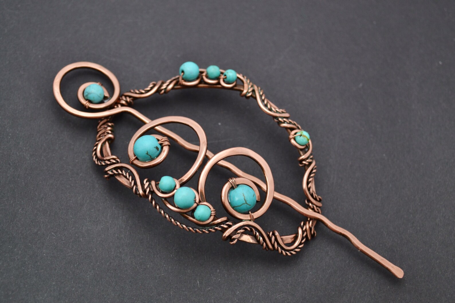 Turquoise Copper Hair Pin Turquoise Hair Barrette copper - Etsy