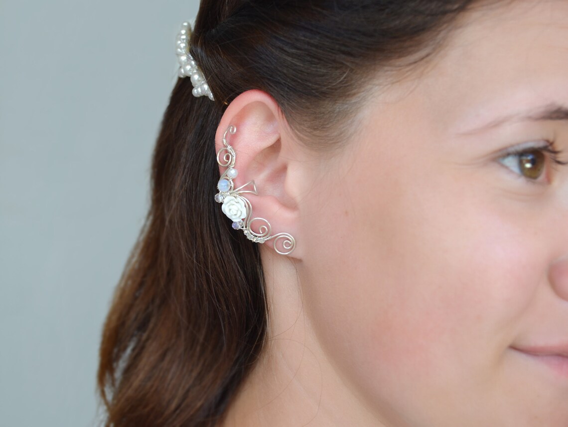 Bridal Earcuff Wedding Ear Cuff Earrings Rose Ear Climber | Etsy