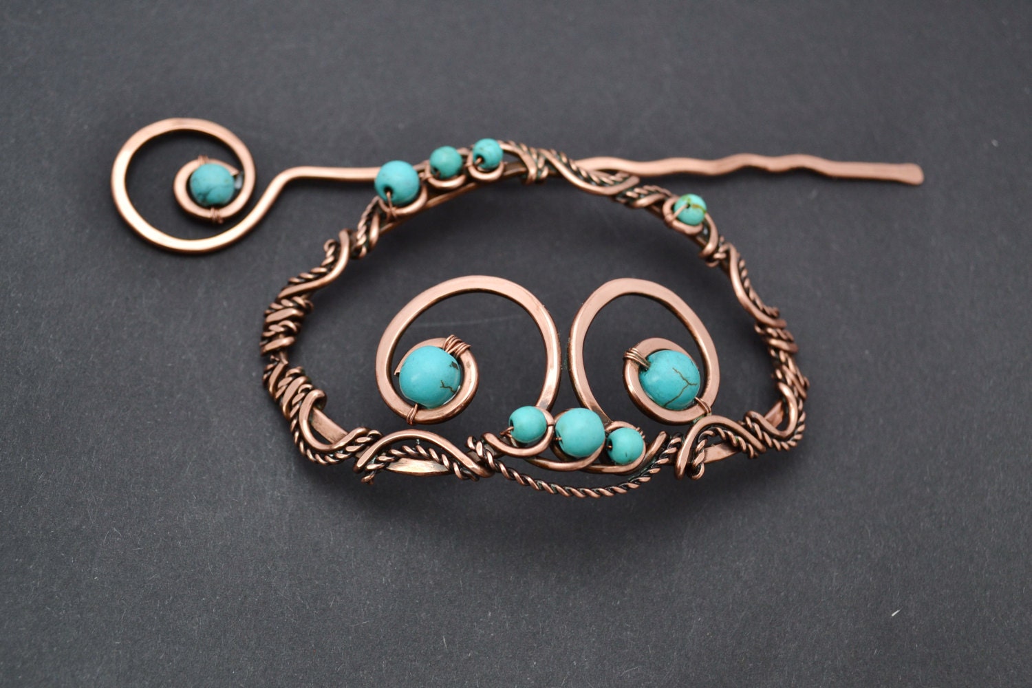Turquoise Copper Hair Pin Turquoise Hair Barrette copper - Etsy