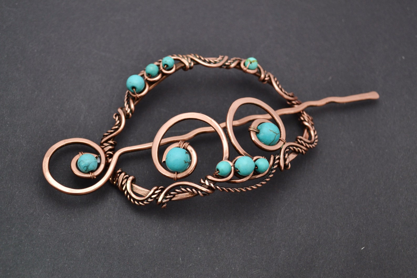 Turquoise Copper Hair Pin Turquoise Hair Barrette copper - Etsy