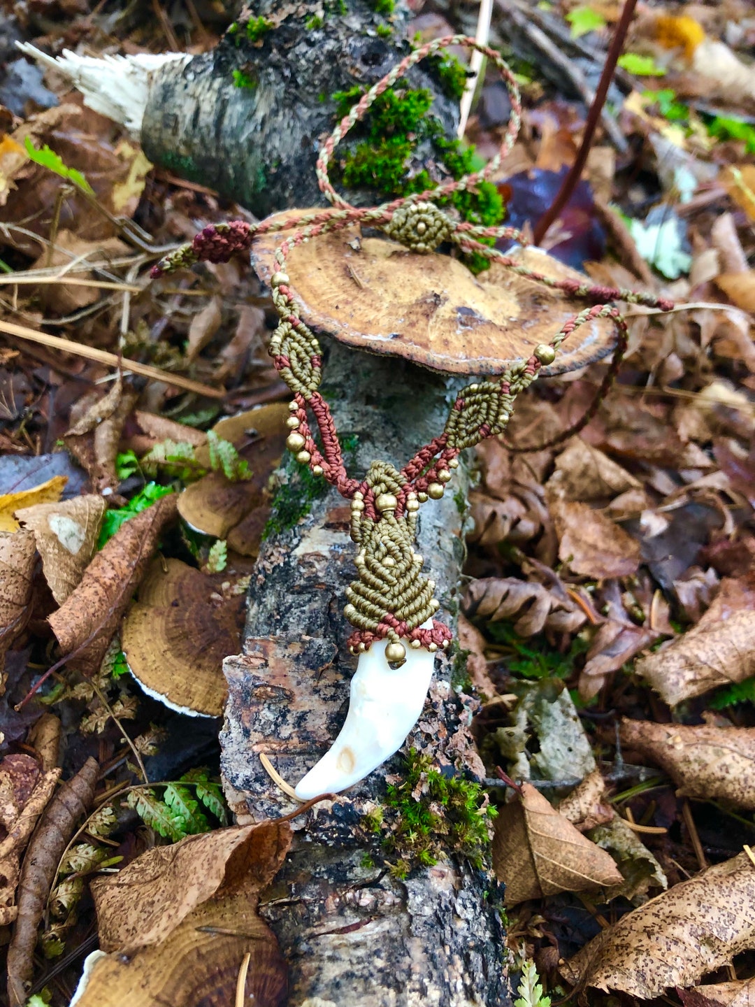 Handmade Macrame Wolf Fang Necklace - Etsy Canada